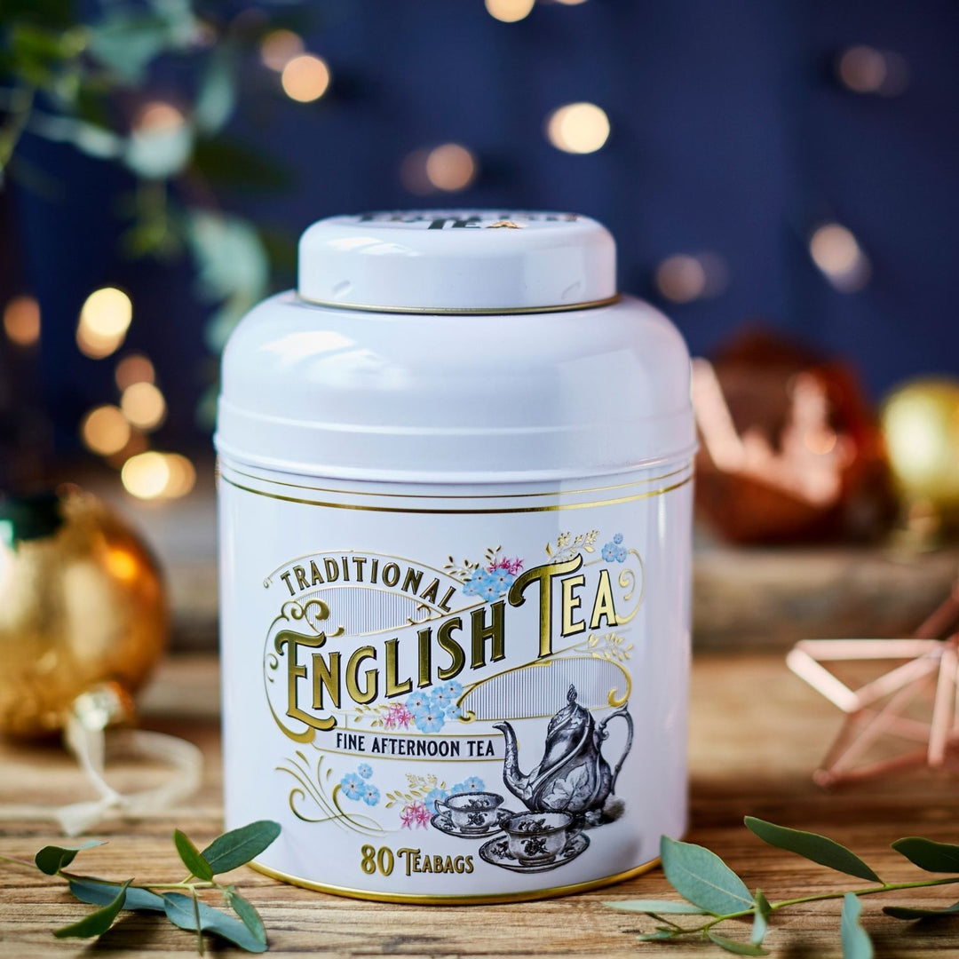 Vintage Victorian 80 Teabag Tea Caddy - Ivory - New English Teas