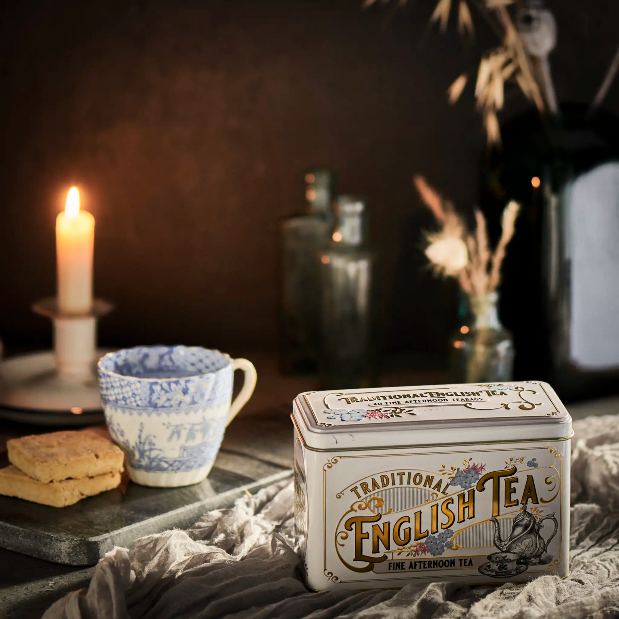 Vintage Victorian Tea Tin - Ivory - Classic - New English Teas