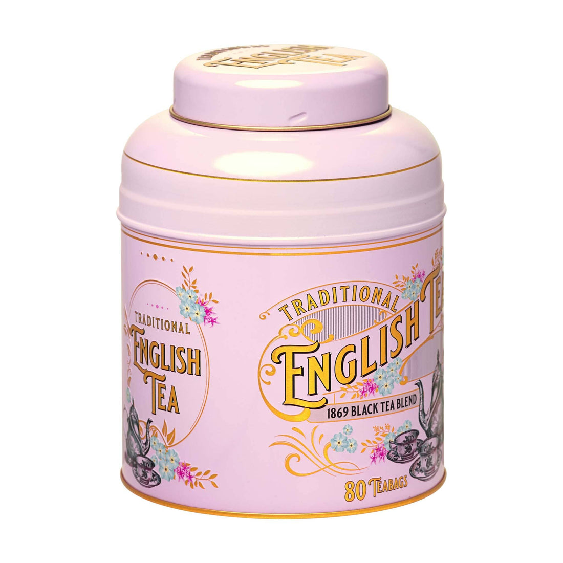 Vintage Victorian 80 Teabag Tea Caddy - Pink - New English Teas