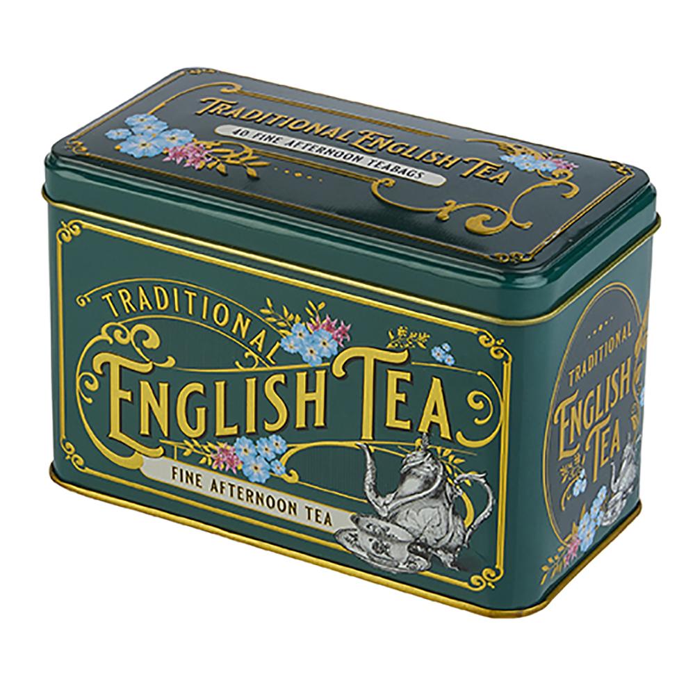 Vintage Victorian Classic Tea Tin - Bottle Green - New English Teas